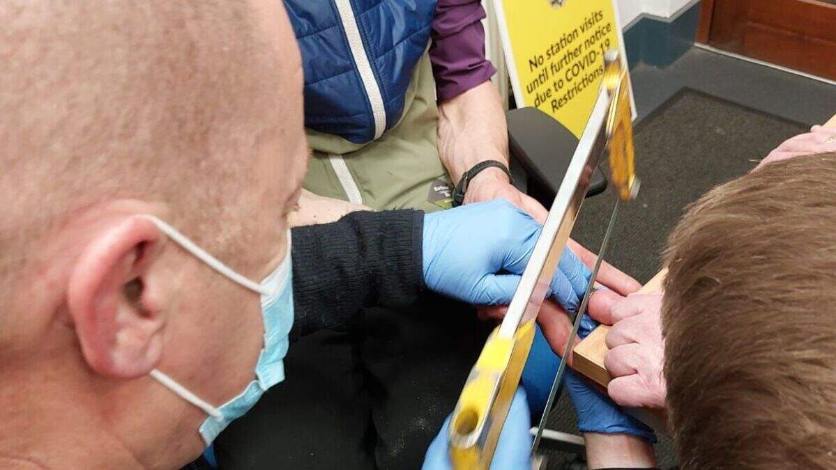 Dublin Fire Brigade cut off ring stuck on man's finger using hacksaw ...
