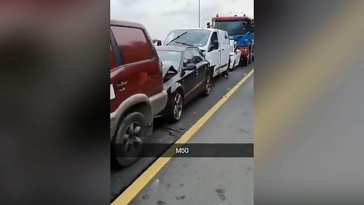 Shocking video shows the aftermath of six-vehicle crash on M50 | Crime ...