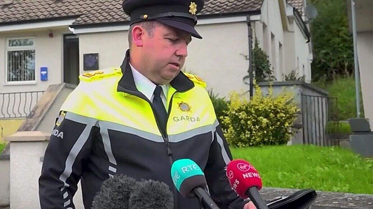 Superintendent Pat O'Connell speaking outside Clones Garda station ...